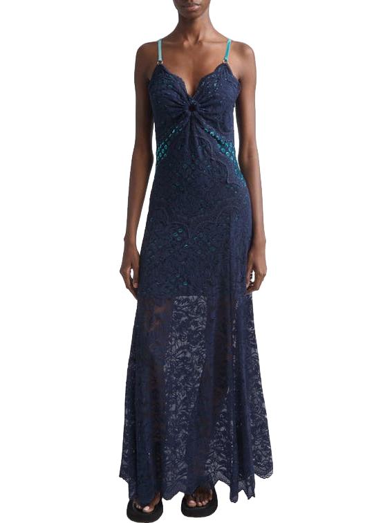 PACO RABANNE Rabanne Embroidered Stretch Lace Maxi Dress